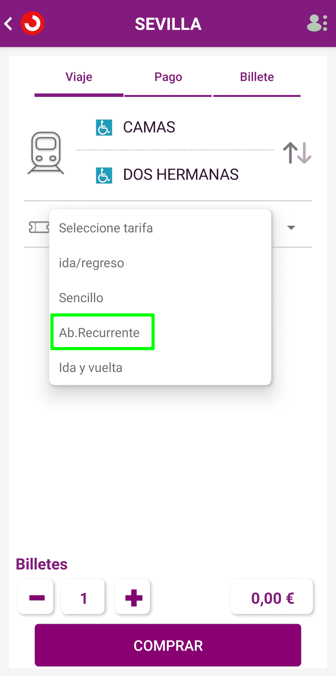 Abono recurrente de Cercanías y MD de Renfe en 2025