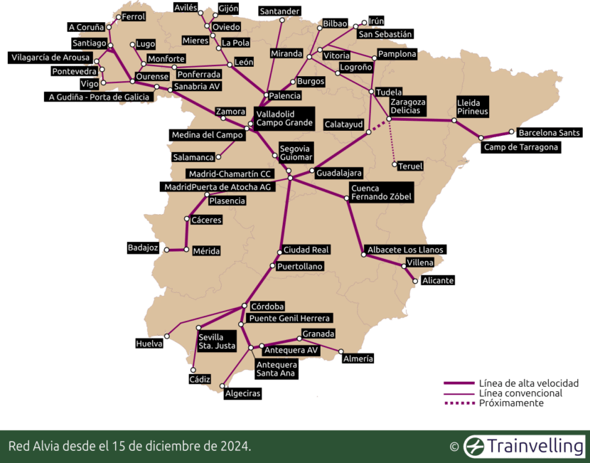 Renfe Alvia: información, recorridos y tarifas - Trainvelling