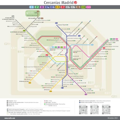 Plano y tarifas de Cercanías Madrid - Trainvelling
